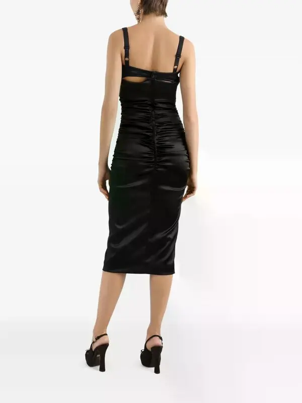 Dolce & Gabbana Ruched Satin Midi Dress