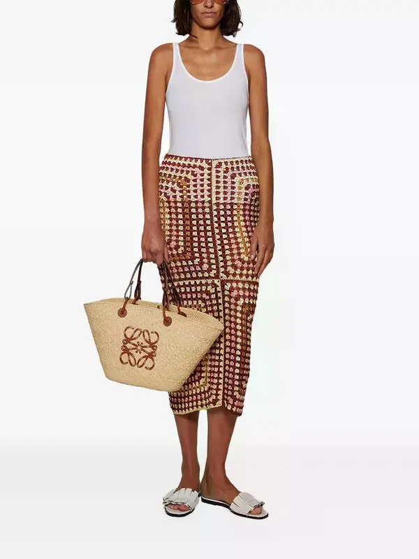 Calle Del Mar Granny Square Crochet Knit Midi Skirt