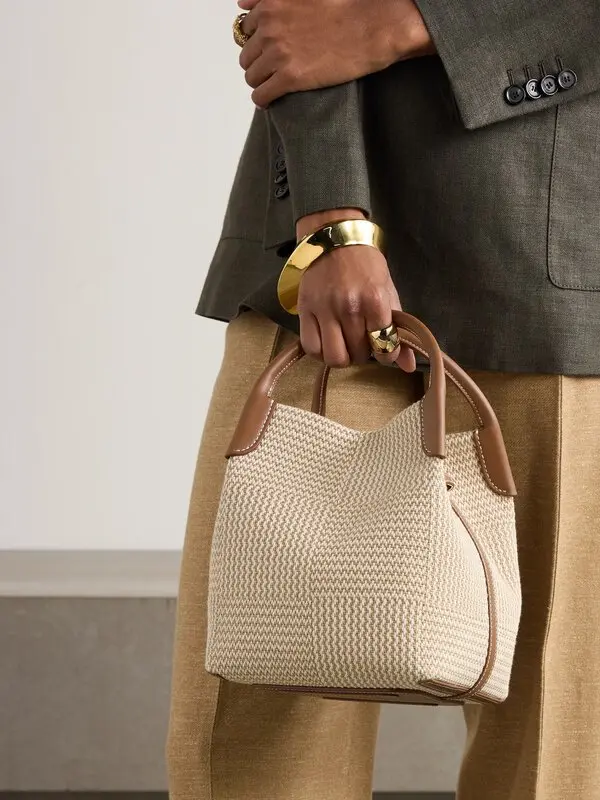 Loro Piana Bale Small Leather-trimmed Woven Cotton Shoulder Bag