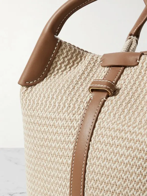 Loro Piana Bale Small Leather-trimmed Woven Cotton Shoulder Bag