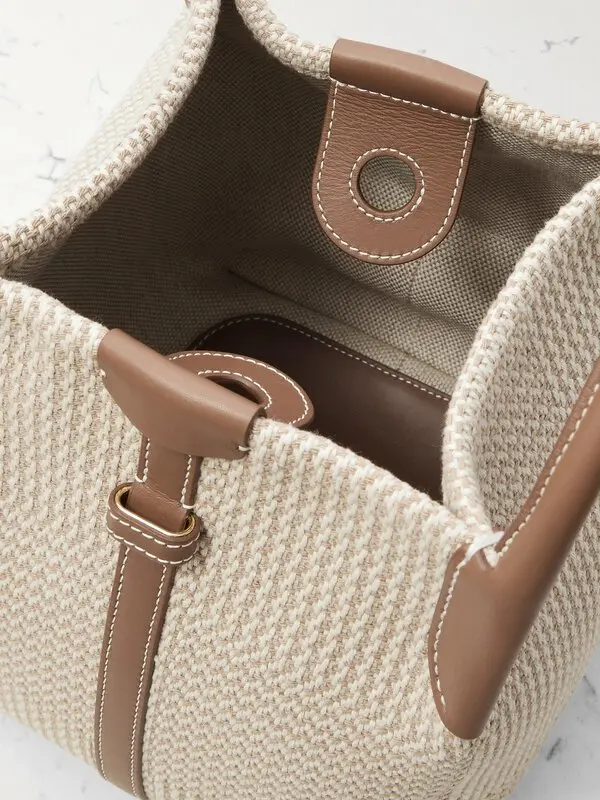 Loro Piana Bale Small Leather-trimmed Woven Cotton Shoulder Bag