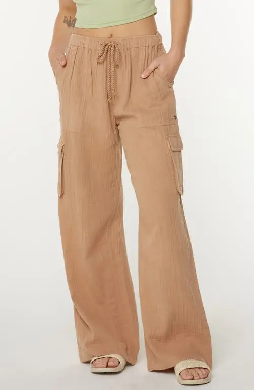 Roxy Precious Cargo Cotton Gauze Pants - Praline Solid