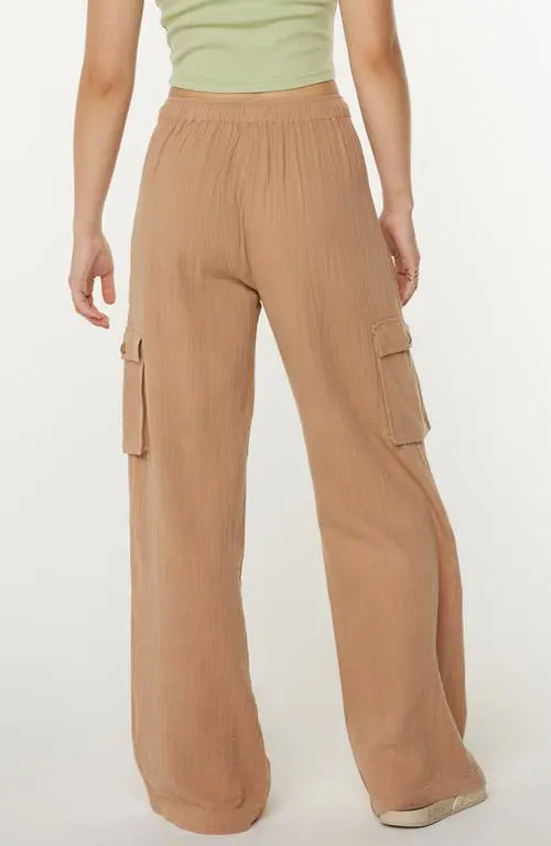 Roxy Precious Cargo Cotton Gauze Pants - Praline Solid