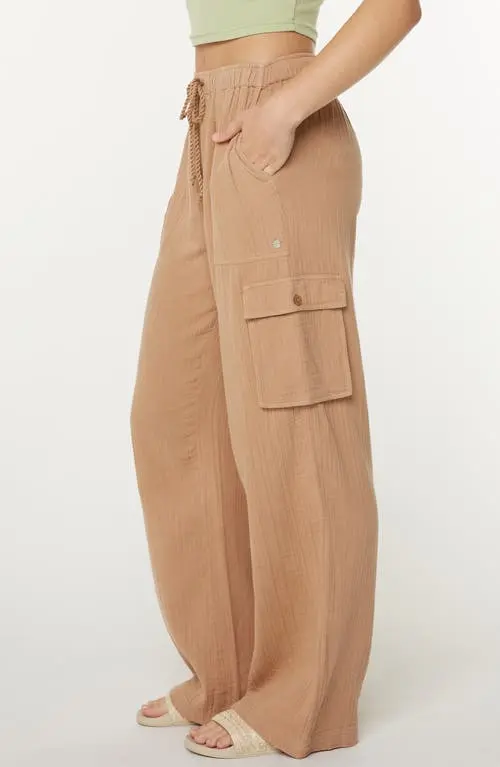 Roxy Precious Cargo Cotton Gauze Pants - Praline Solid
