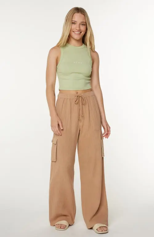 Roxy Precious Cargo Cotton Gauze Pants - Praline Solid