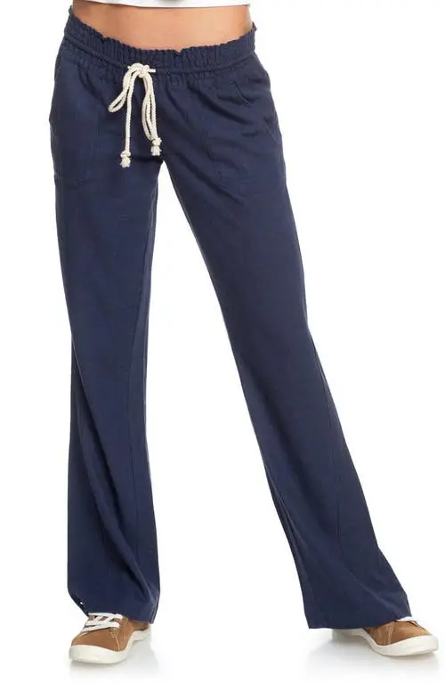 Roxy Oceanside Linen Blend Drawstring Pants - Mood Indigo