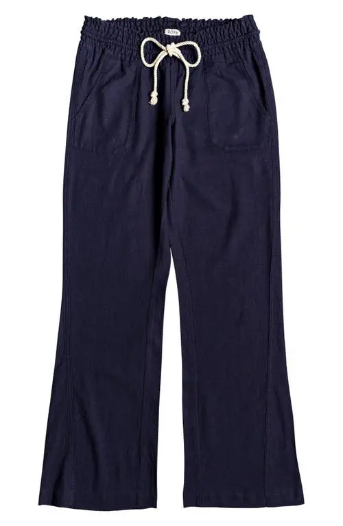 Roxy Oceanside Linen Blend Drawstring Pants - Mood Indigo