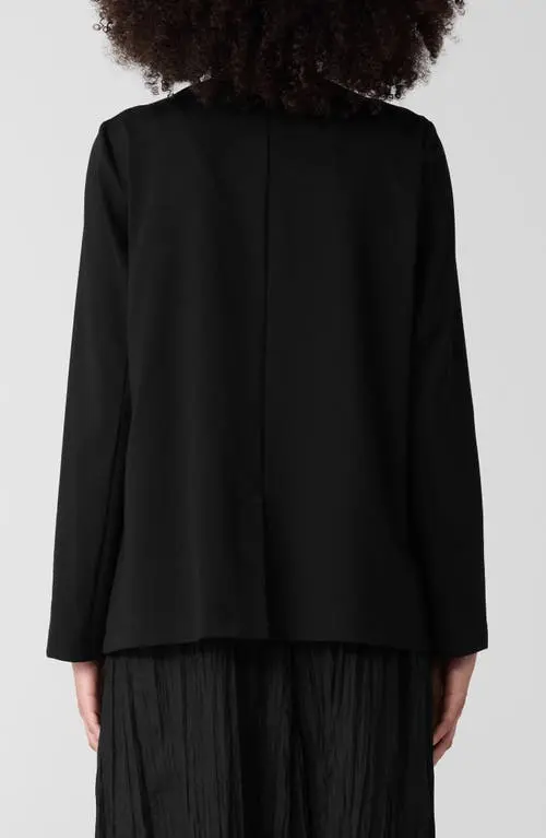 Eileen Fisher V-neck Ponte Longline Jacket - Black