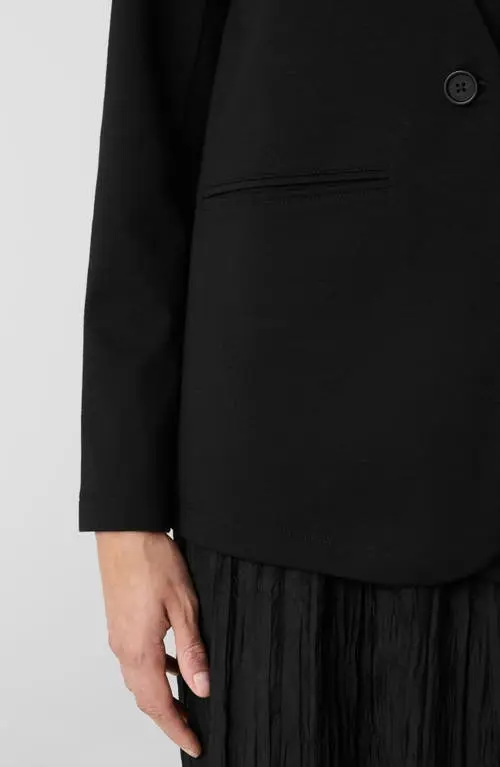 Eileen Fisher V-neck Ponte Longline Jacket - Black