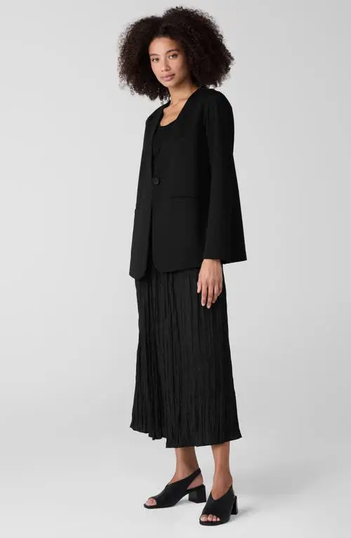 Eileen Fisher V-neck Ponte Longline Jacket - Black