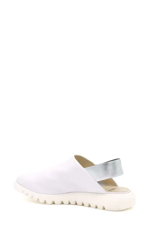 AMALFI BY RANGONI Elettrona Slingback Flat - White Parmasoft Silver Elastic