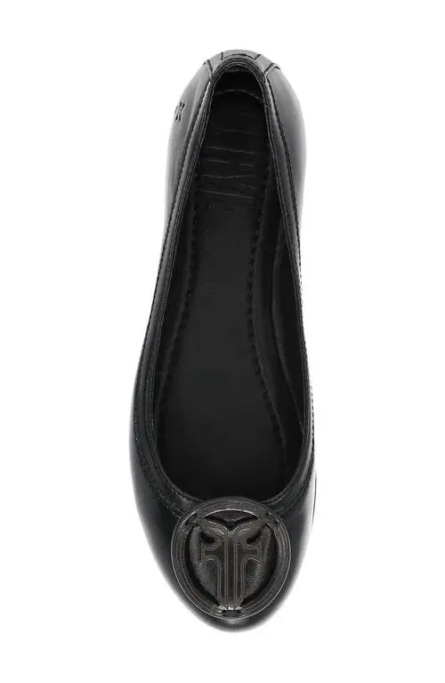 Frye Carson Logo Leather Ballet Flat - Black