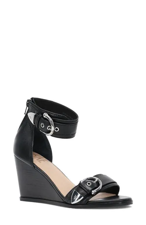 Frye Rachel Ankle Strap Wedge Sandal - Black