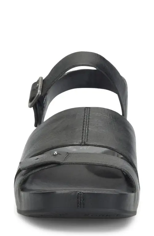 KORK-EASE® Mona Leather Sandals - Black Leather
