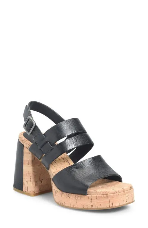 Kork-Ease® Maxi Strappy Slingback Sandals - Black Leather