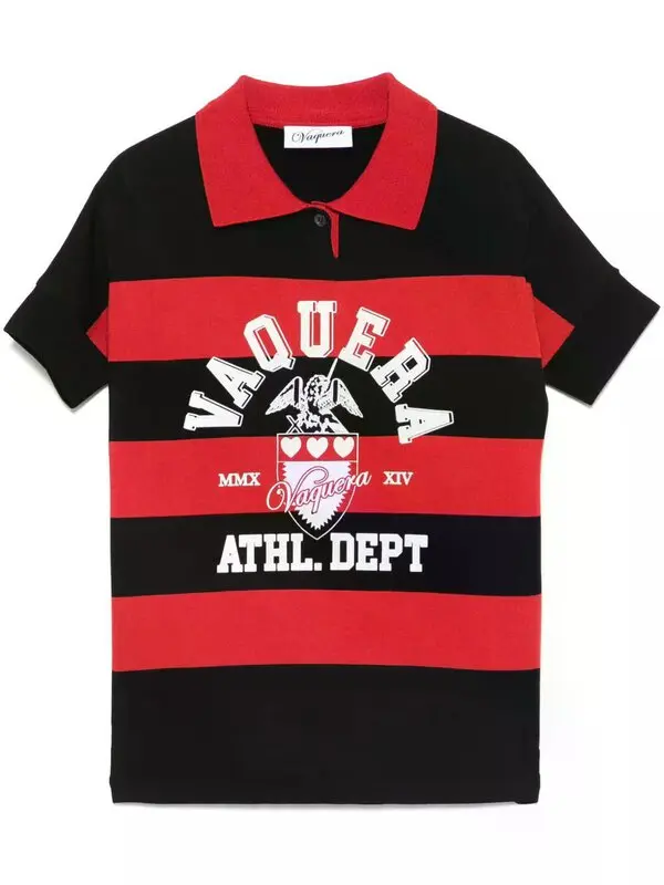 Vaquera Striped Polo Top - Black