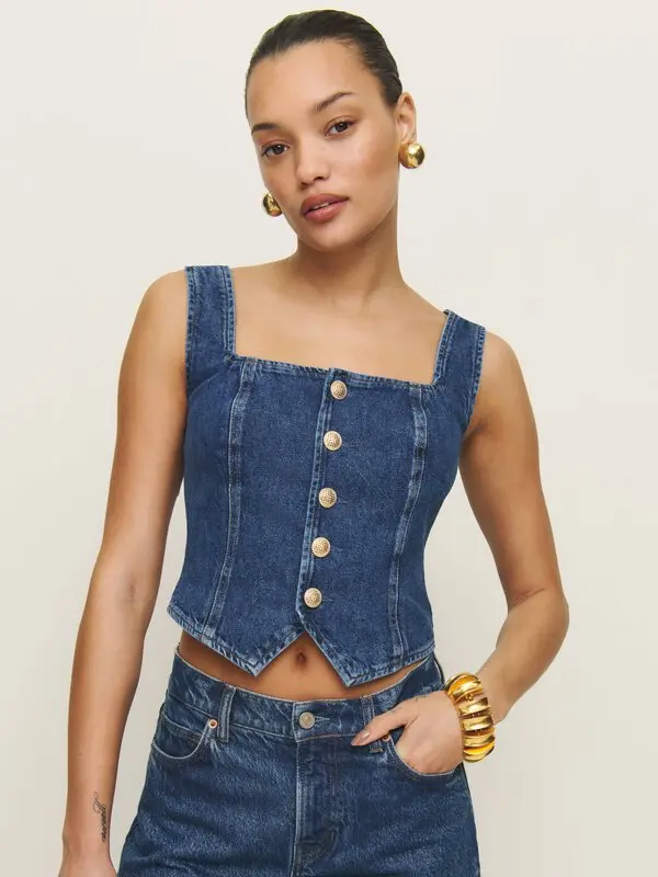 REFORMATION Bo Denim Top