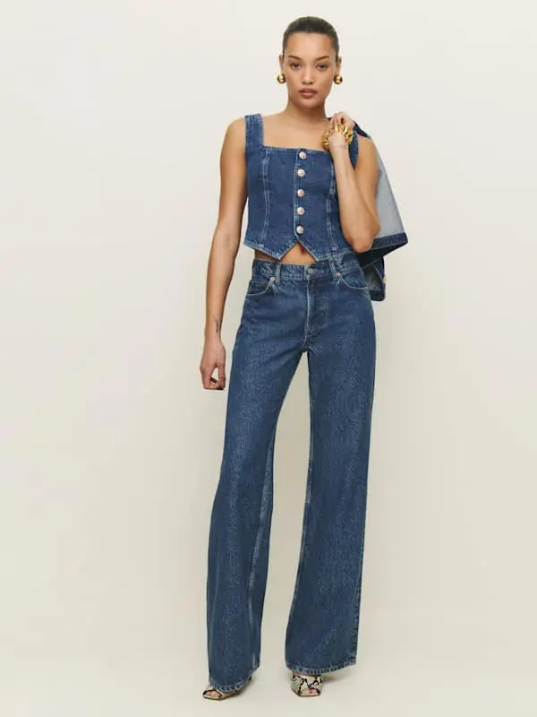 REFORMATION Bo Denim Top