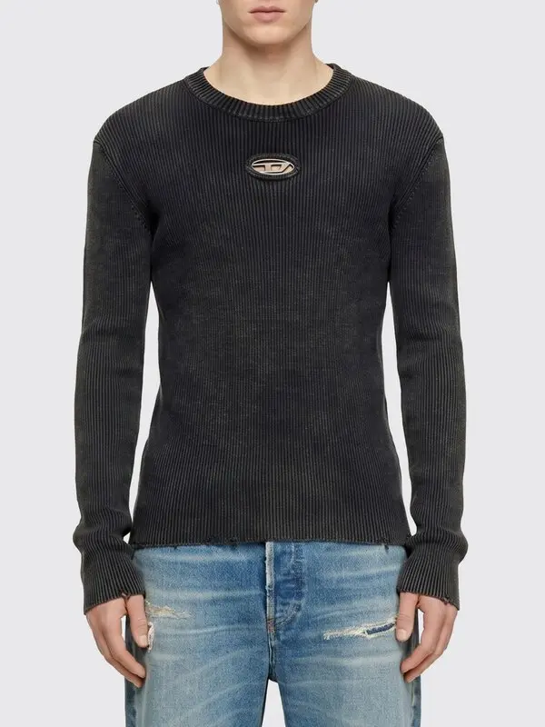DIESEL® Ribbed Crewneck Sweater With Embellishment