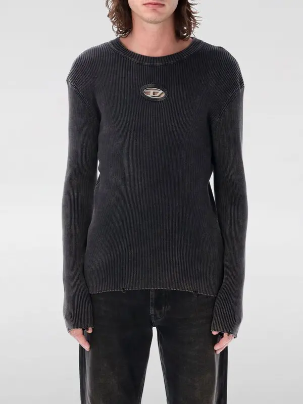DIESEL® Ribbed Crewneck Sweater With Embellishment