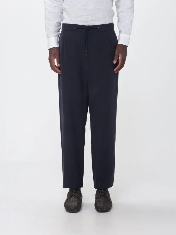 Giorgio Armani Pure Linen Drawstring Trousers - Blue