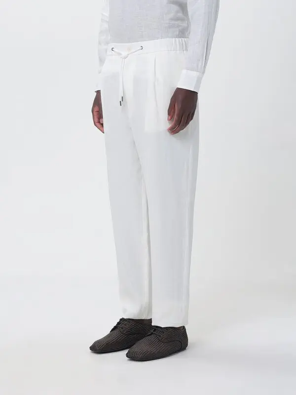 Giorgio Armani Pure Linen Drawstring Trousers - Yellow Cream