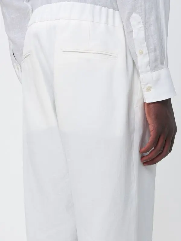 Giorgio Armani Pure Linen Drawstring Trousers - Yellow Cream