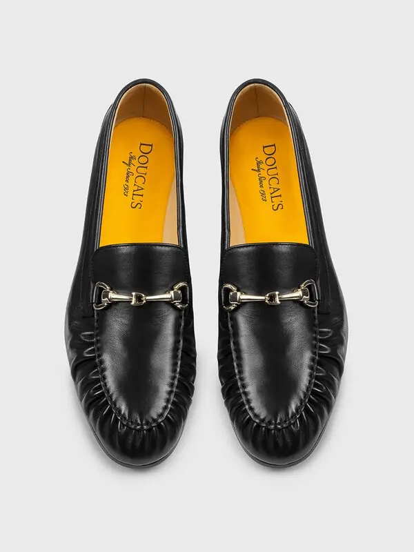 DOUCAL'S Leather Loafers With Chain Detail - Black