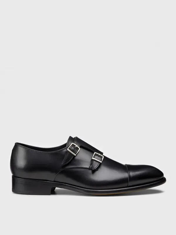 DOUCAL'S Monk Strap Brogue Shoes - Black