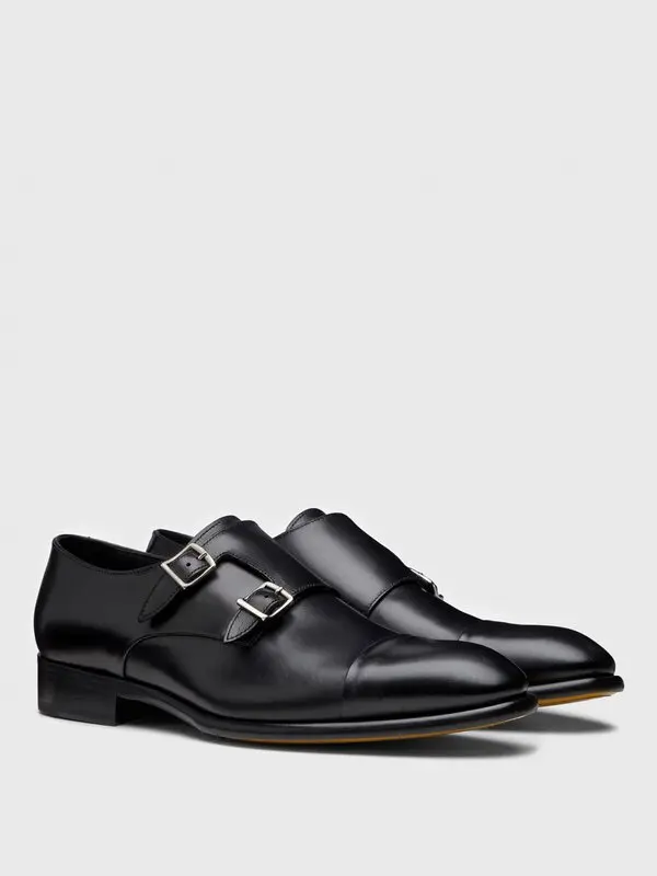DOUCAL'S Monk Strap Brogue Shoes - Black