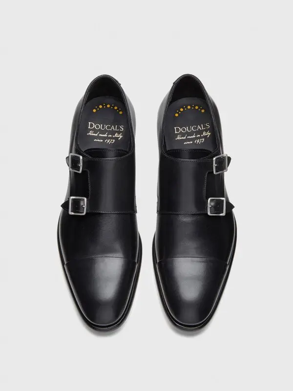 DOUCAL'S Monk Strap Brogue Shoes - Black