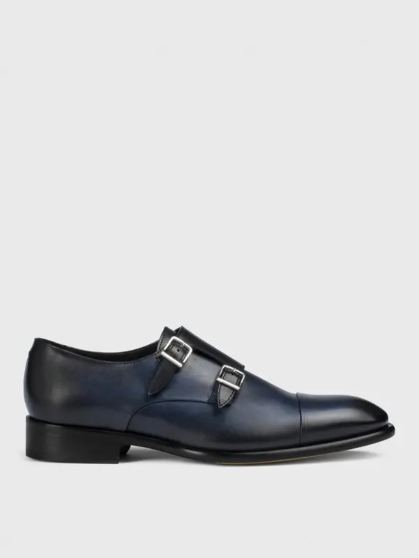 DOUCAL'S Monk Strap Brogue Shoes - Blue
