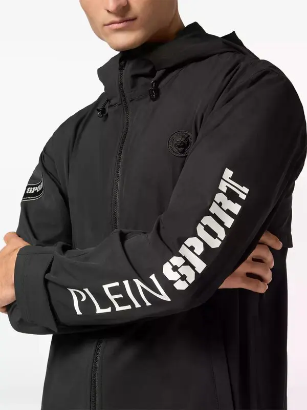 PLEIN SPORT Logo-print Hooded Jacket - Black