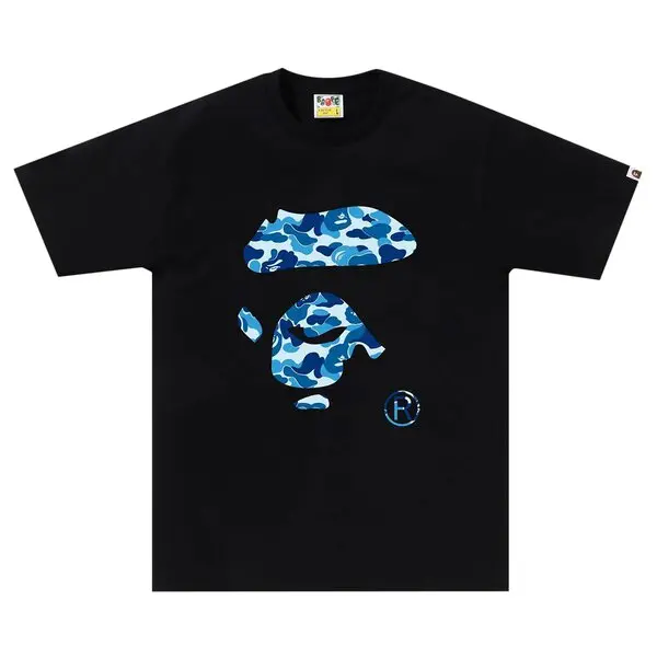 A BATHING APE Abc Camo Ape Face Tee - Black