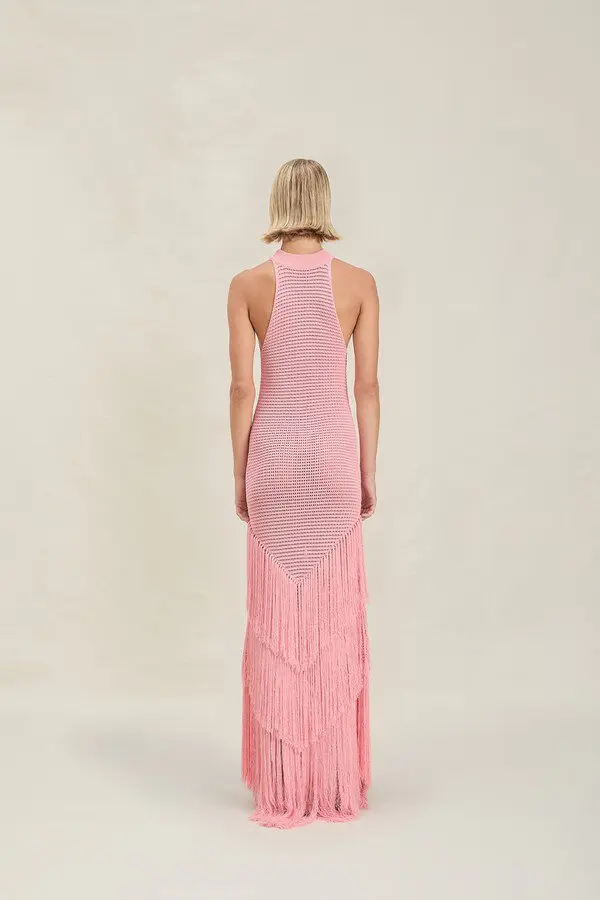 Devon Windsor True Knitted Fringe Maxi Dress - Neutral