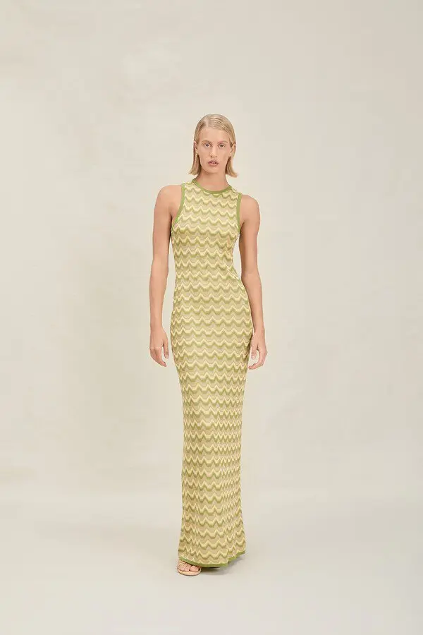 Devon Windsor Dalia Knit Maxi Dress - Green - 75% Off | Editorialist