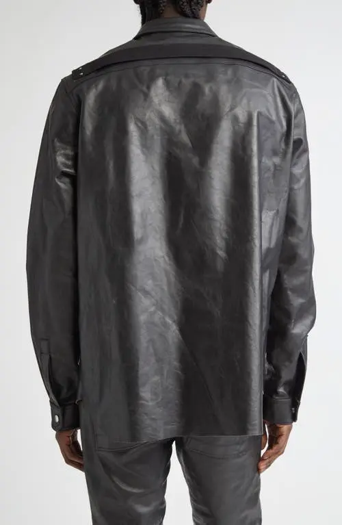 Rick Owens Leather Shirt Jacket - Black