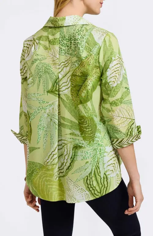 Foxcroft Agnes Mixed Palm Print Shirt - Green Multi