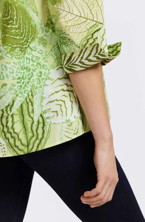 Foxcroft Agnes Mixed Palm Print Shirt - Green Multi