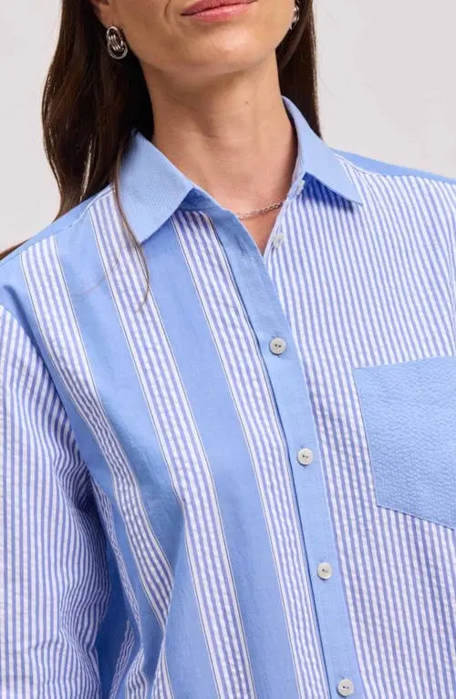 Foxcroft Mixed Stripe Boyfriend Shirt