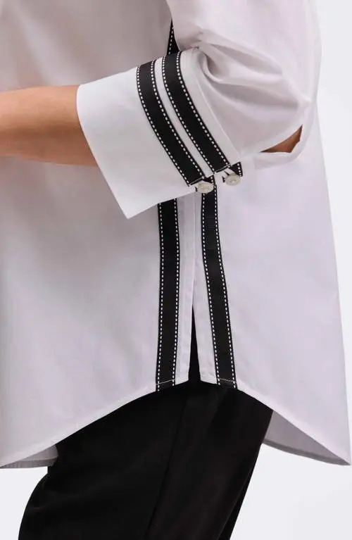 Foxcroft Brooke Grosgrain Trim Shirt - White