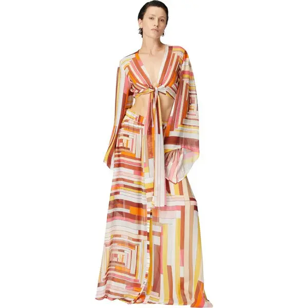 Missoni Printed Silk Crop Top With Wide Sleeves - Multicoloured