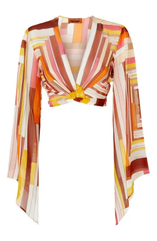 Missoni Printed Silk Crop Top With Wide Sleeves - Multicoloured