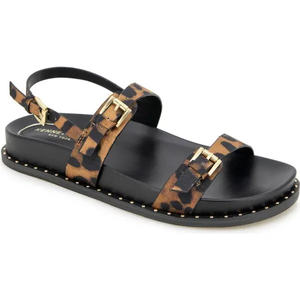 KENNETH COLE Drinity Flat Slingback Sandal - Leopard Fabric