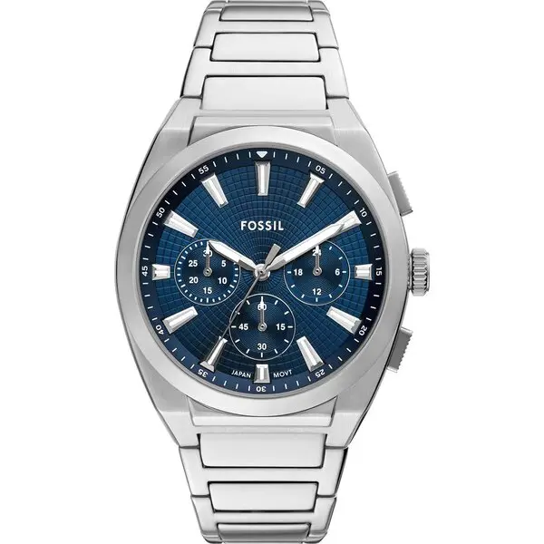 Fossil Everett Chronograph Bracelet Watch - Silver Blue