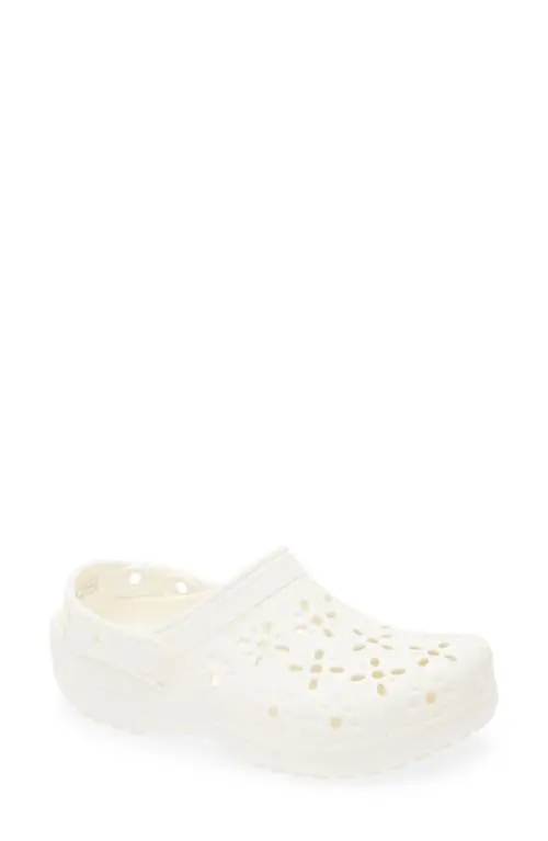 CROCS Classic Floral Cutout Clog - Chalk