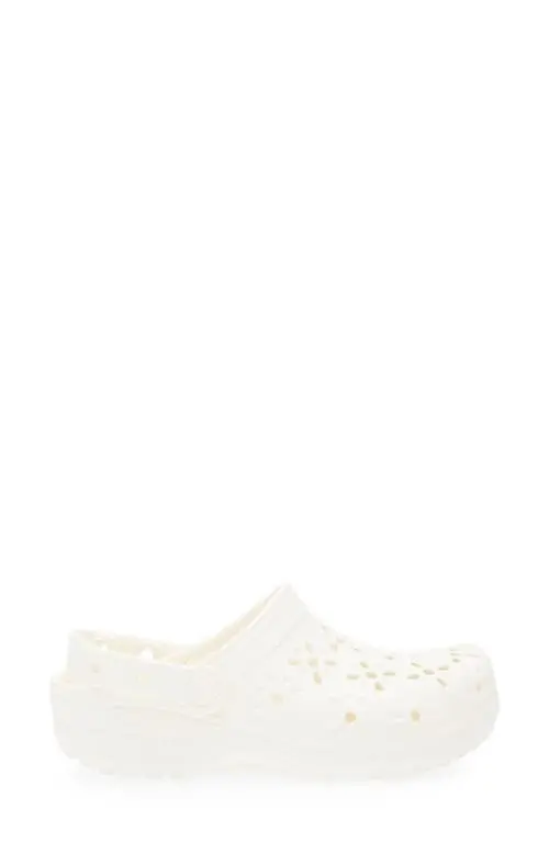 CROCS Classic Floral Cutout Clog - Chalk