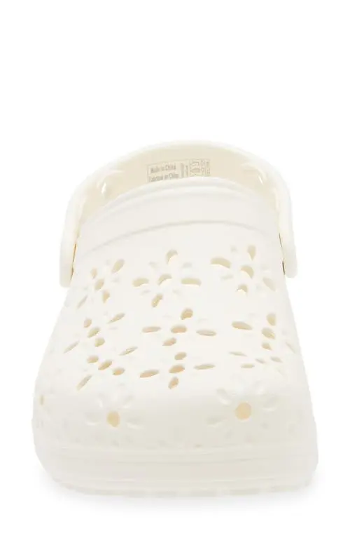 CROCS Classic Floral Cutout Clog - Chalk