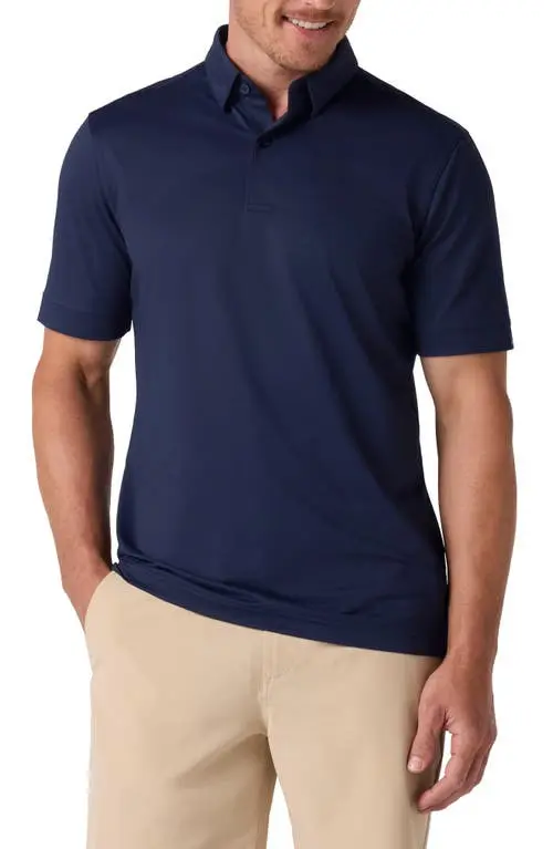Mizzen+main Halyard Trim Fit Print Polo - Navy