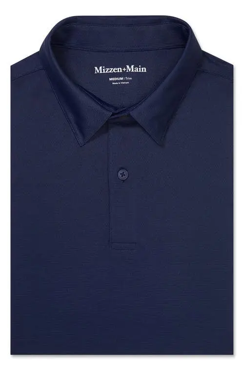 Mizzen+main Halyard Trim Fit Print Polo - Navy